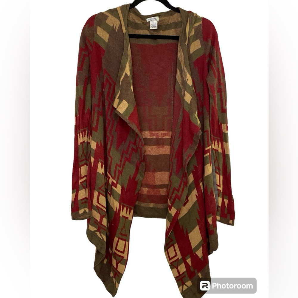 Tasha Polizzi Collection Hooded Aztec Cardigan Sweater - Gem